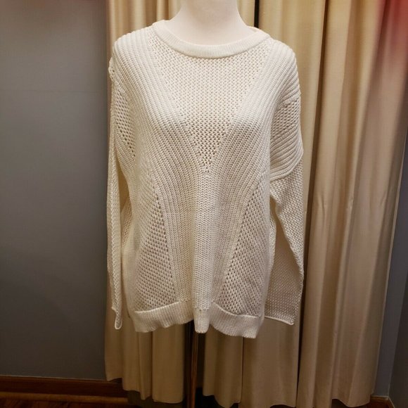 Express | Sweaters | Express Knit Sweater White Medium | Poshmark